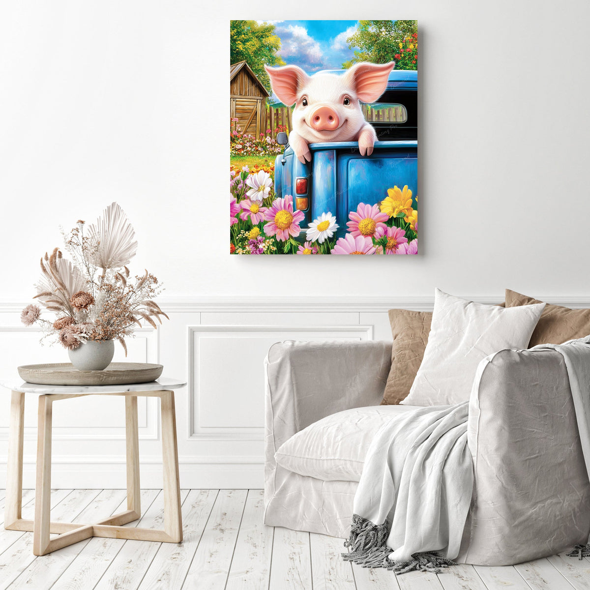 Piggy Flower Ride Diamond Painting | Full Drill Diamond Art ...
