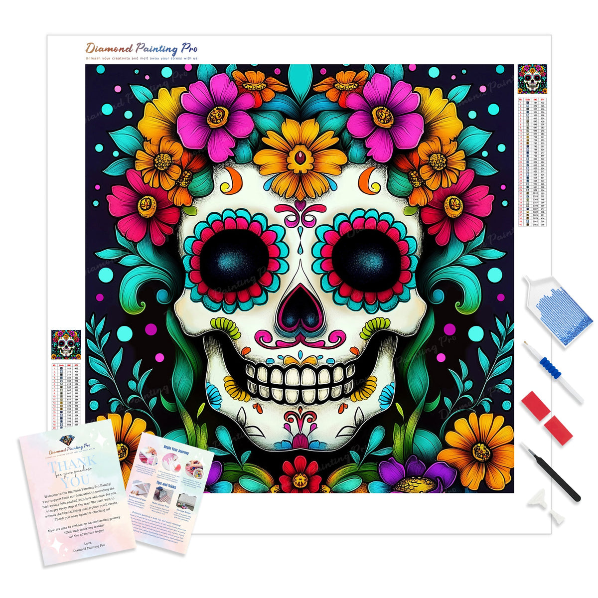 Candy Sugar Skull Diamond Painting | Full Drill Diamond Art – Diamond ...