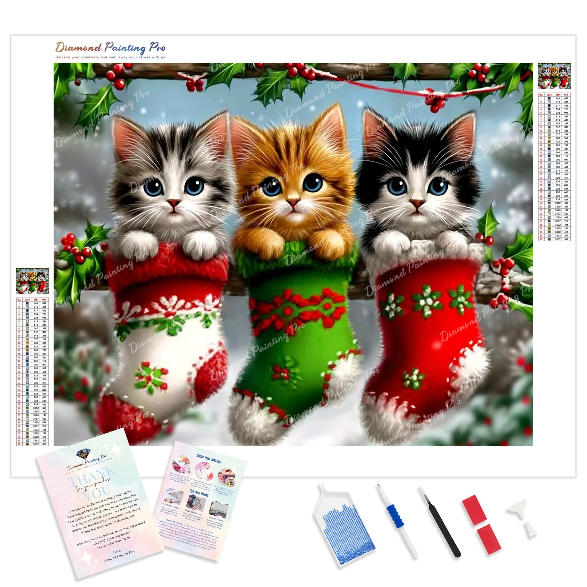 Christmas Stocking Kittens | Diamond Painting Kits | Full Drill ...