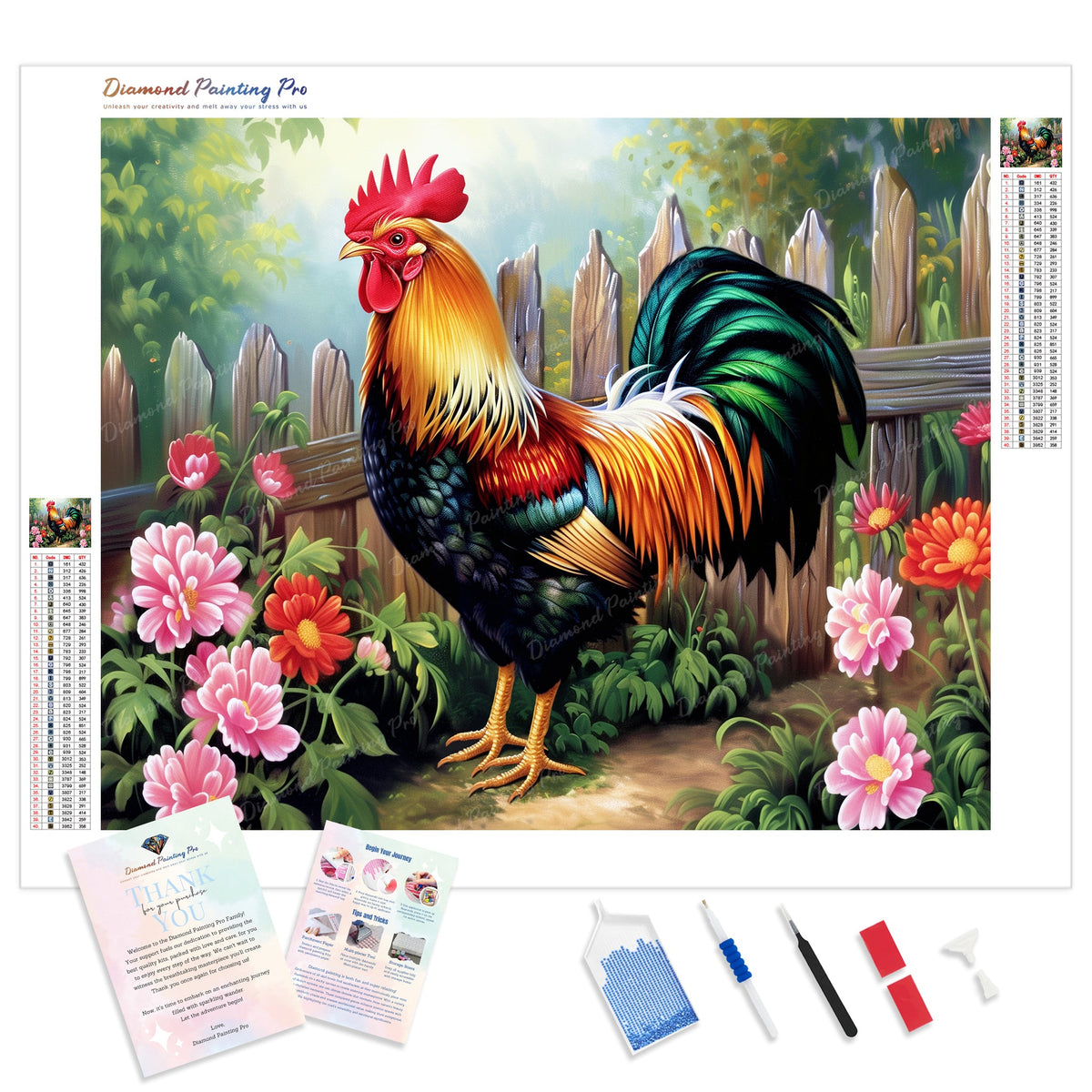 Country Rooster Diamond Painting | Full Drill Diamond Art – Diamond ...