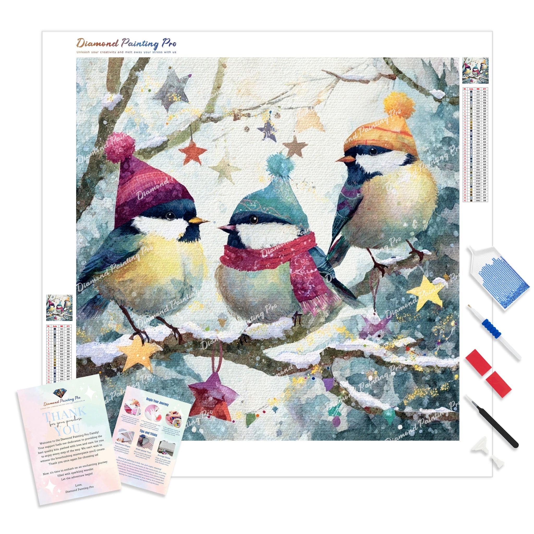 Cozy Hat Chickadees | Diamond Painting Kits | Full Drill ...