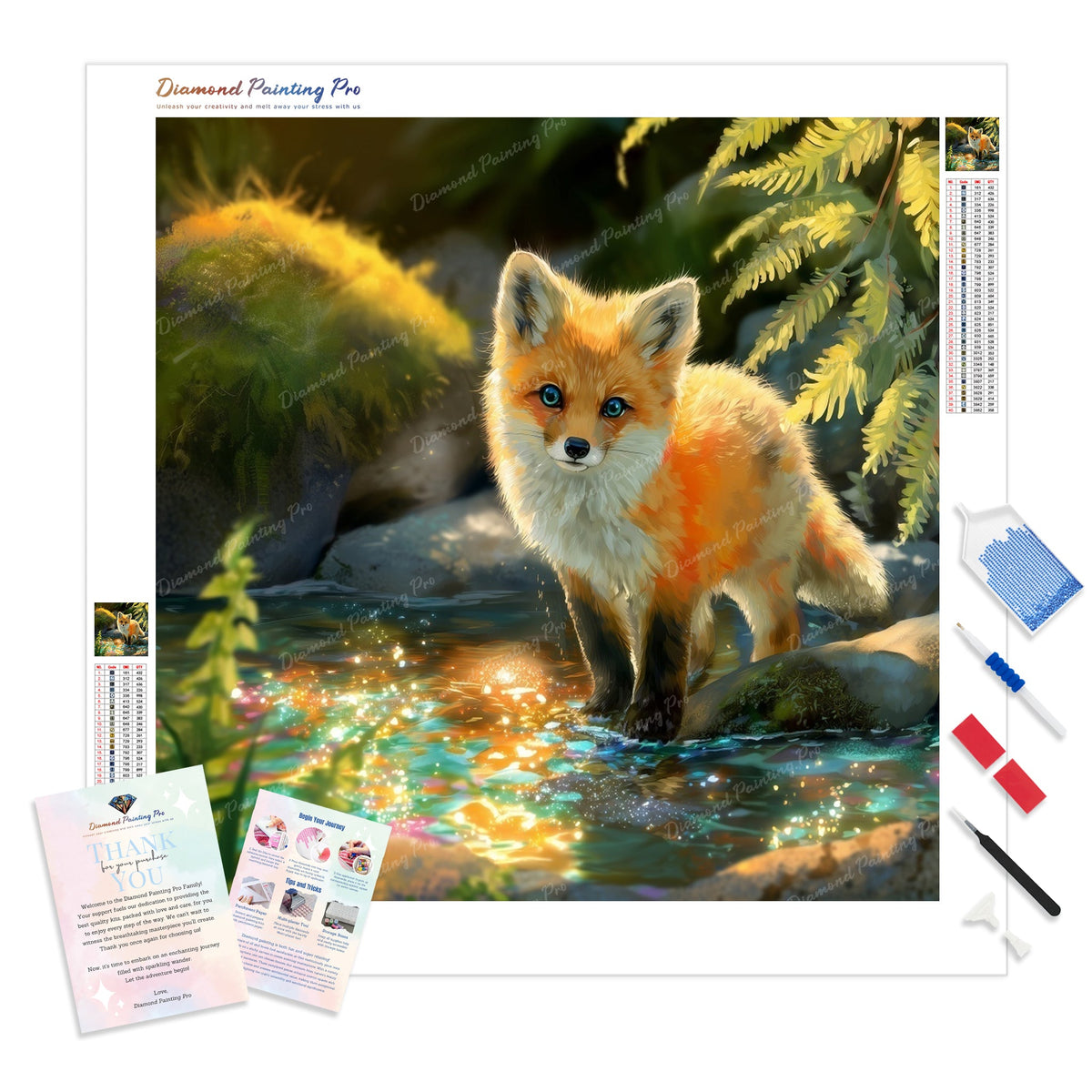 Glimmering Fox Pup | Diamond Painting Kits | Full Drill – Diamond ...
