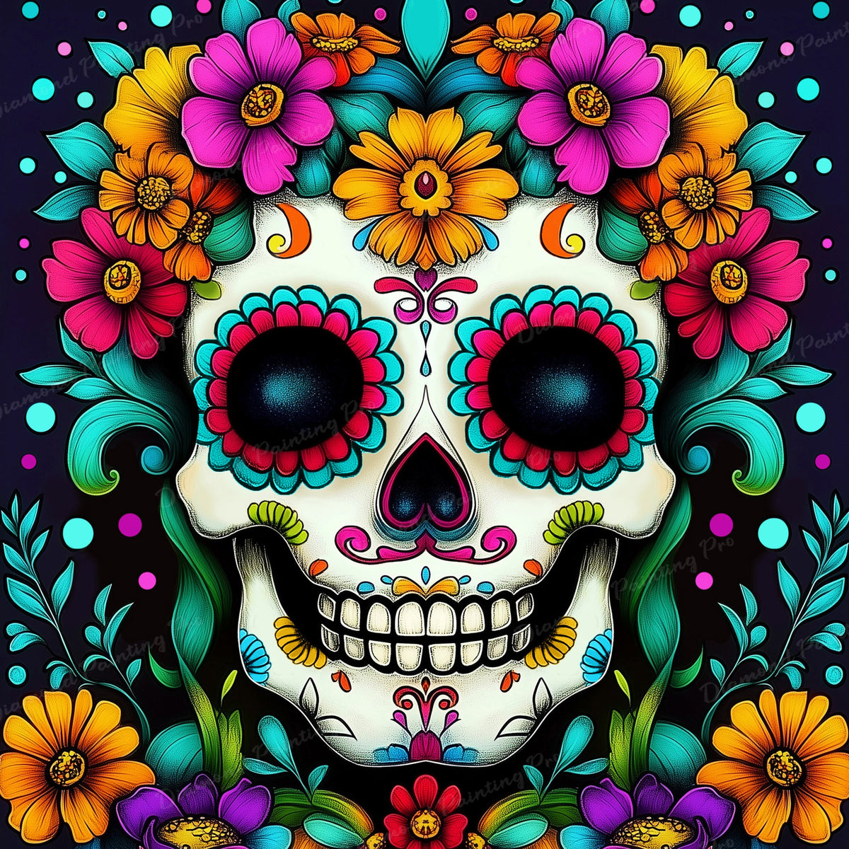 Candy Sugar Skull Diamond Painting | Full Drill Diamond Art – Diamond ...