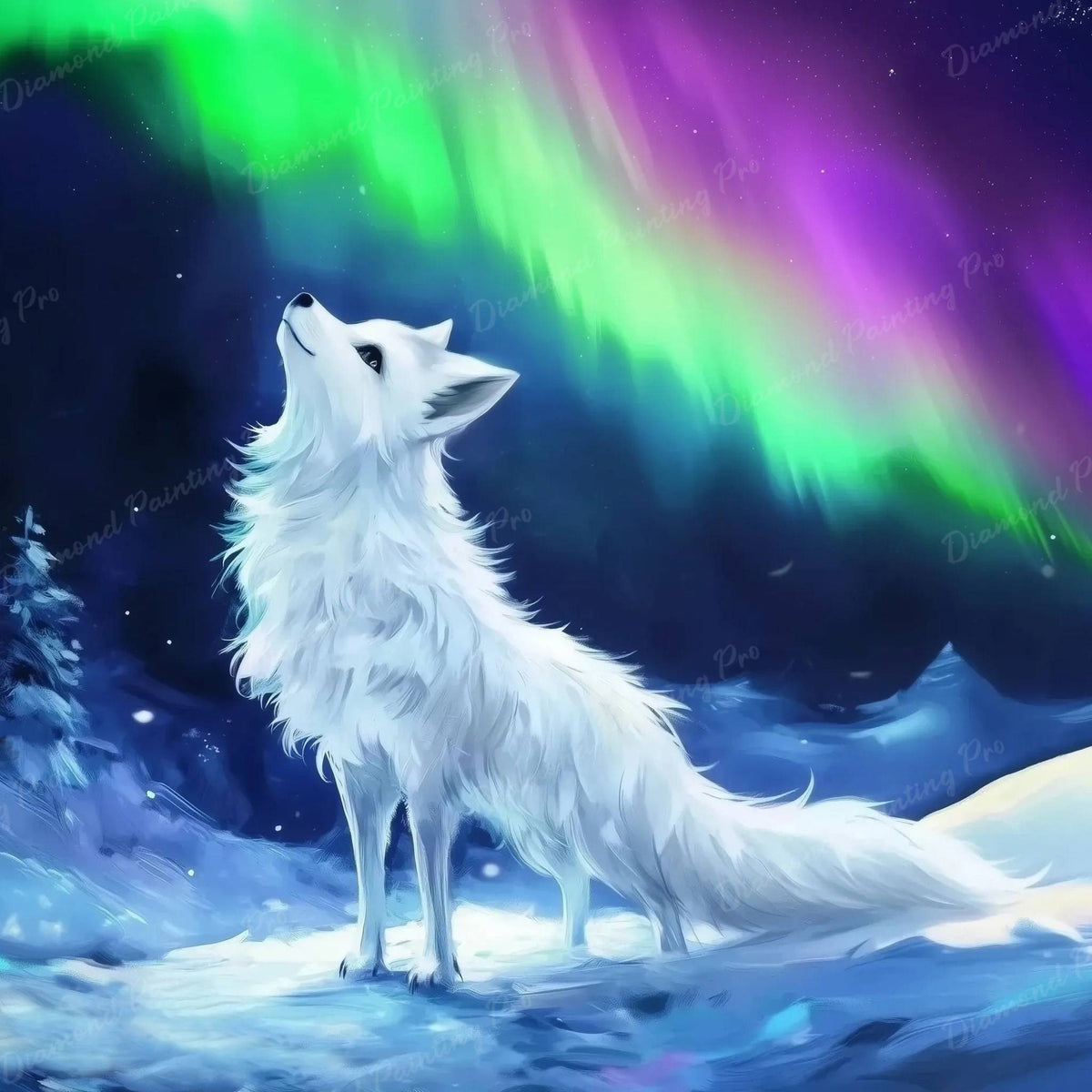 Snow Fox and Northern Lights Diamond Painting | Full Drill – Diamond ...