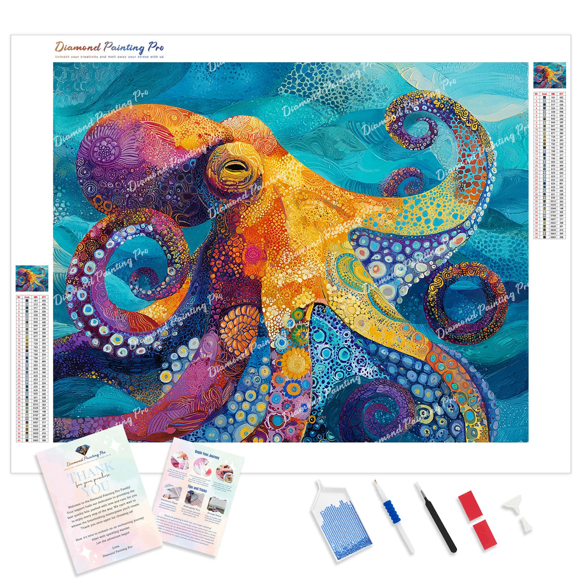 Rainbow Gem Octopus | Diamond Painting Kits | Full Drill ...
