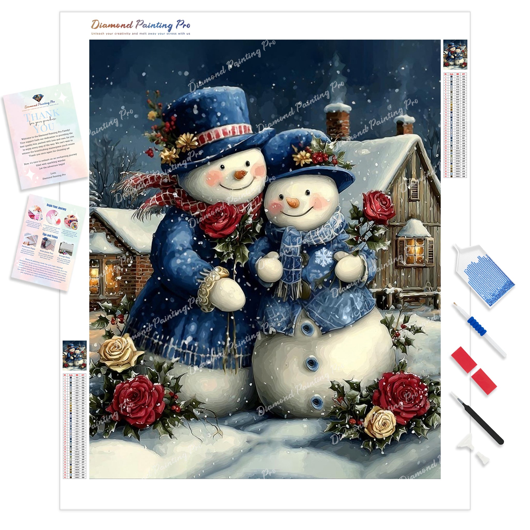 Snowman Sweethearts | Diamond Painting Kits | Full Drill – Diamond ...
