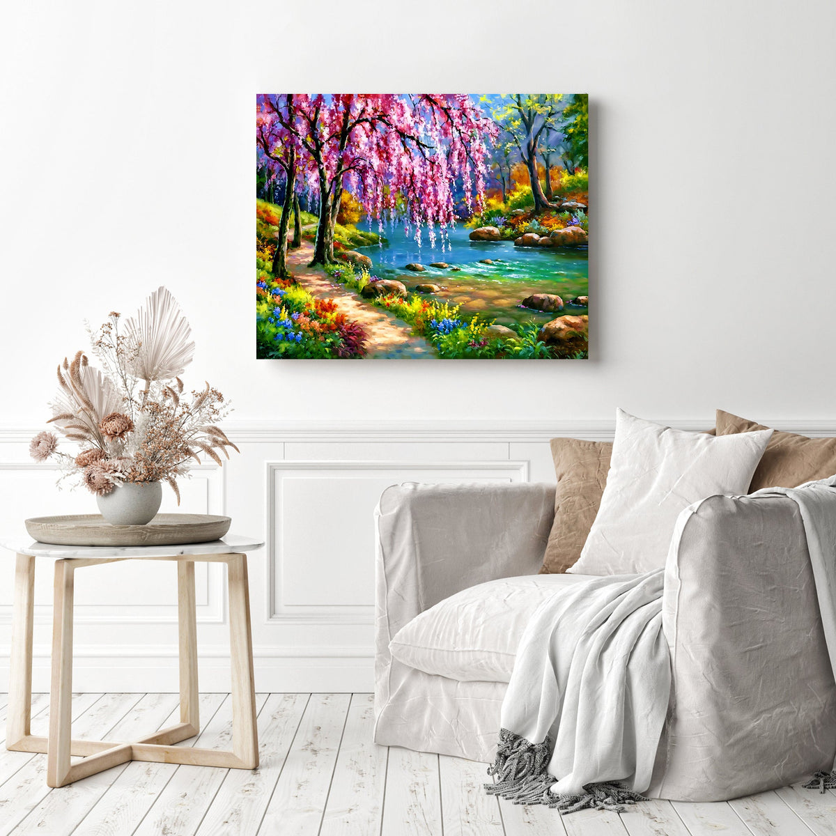 Cherry Blossom Tree Near River Diamond Painting | Full Drill – Diamond ...