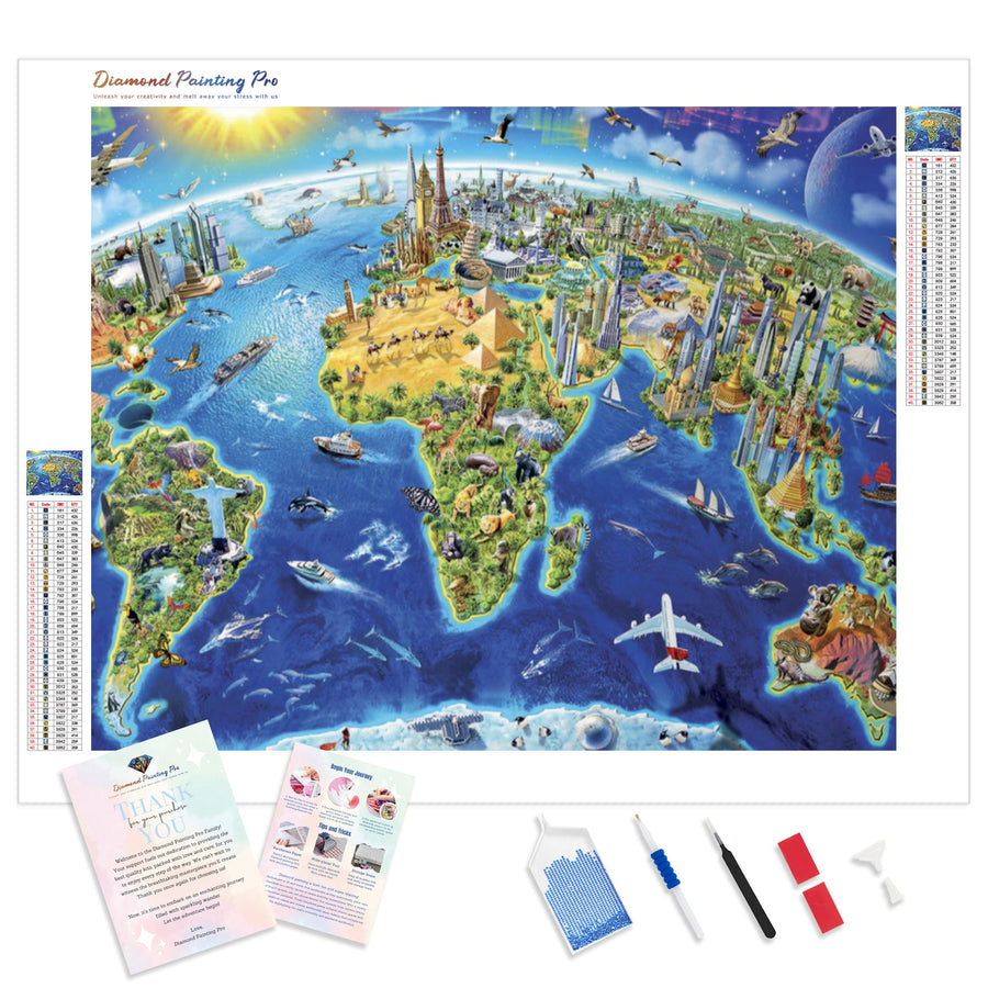 Map Diamond Painting Kits | Full Drill Diamond Art – Diamond Painting Pro