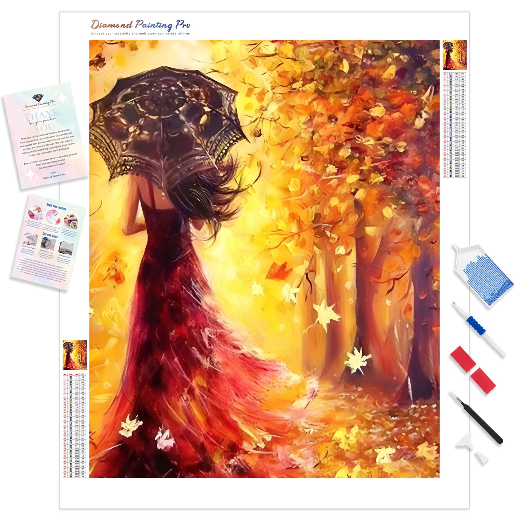 Lady with umbrella Diamond Painting | Full Drill – Diamondpaintingpro